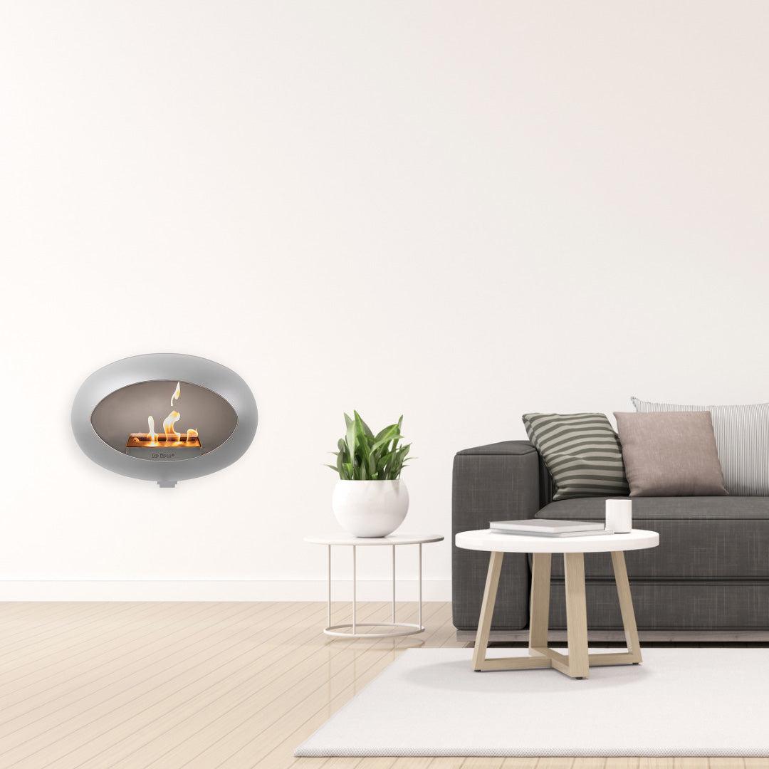 Nickel Wall Bioethanol Fire - Le Feu Wall Mounted Bioethanol Fireplace ...