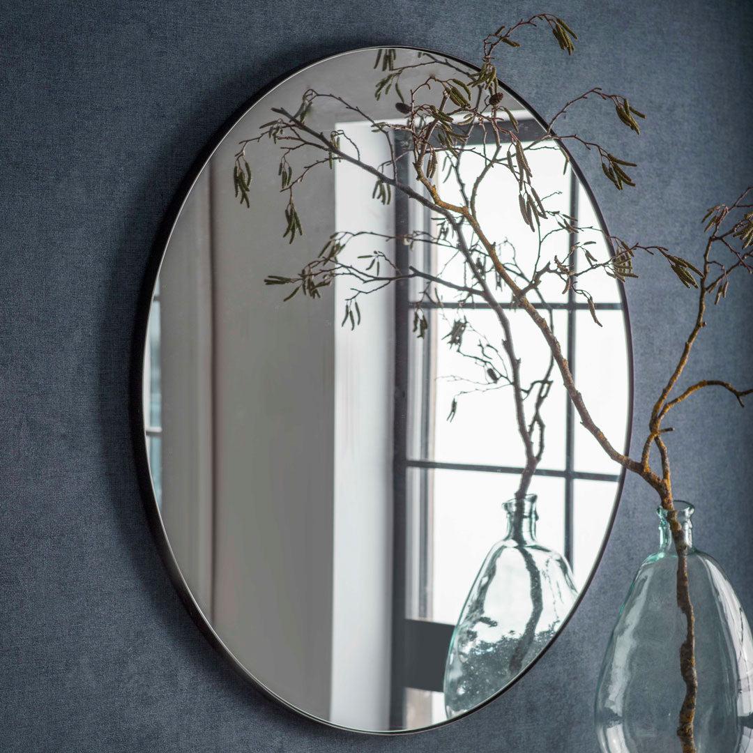 Slim Steel Frame Round Wall Mirror – Lime Lace