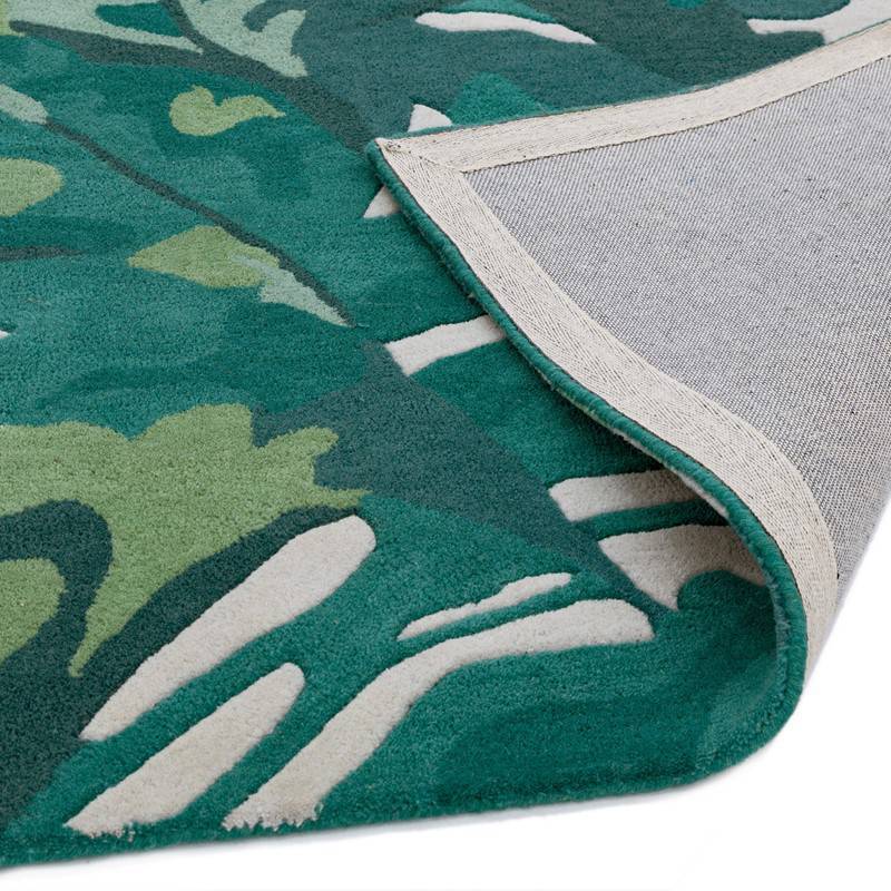 Tropical Palm Leaf Wool Rug – Lime Lace