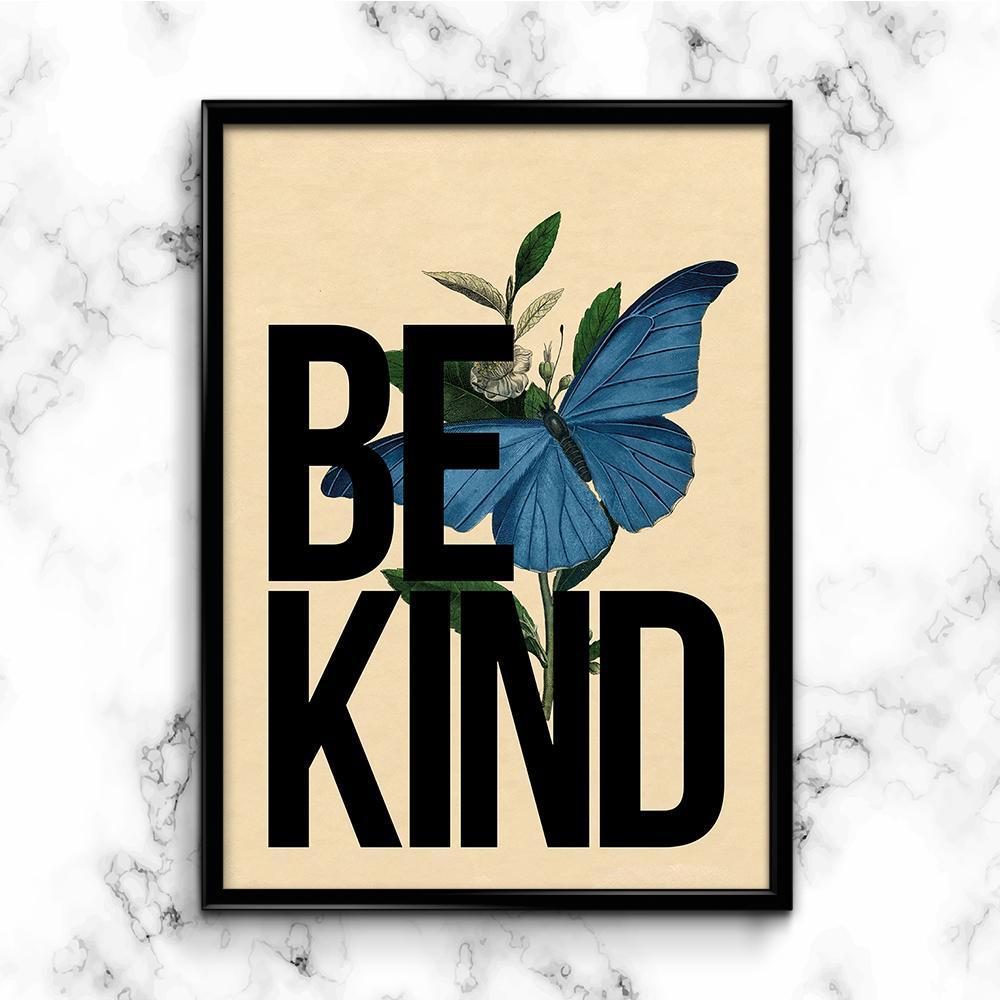 BE KIND Vintage Inspired Typography Print - Black – Lime Lace