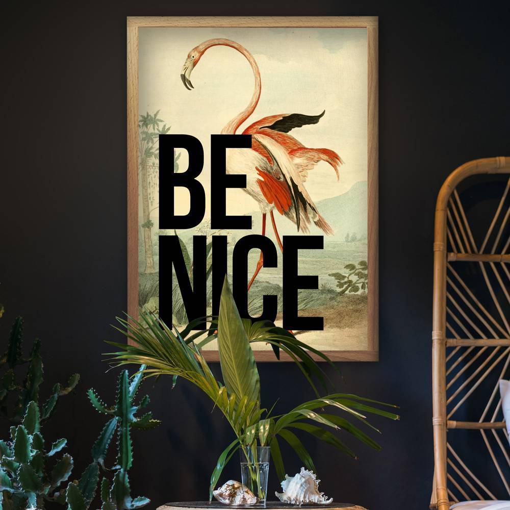 BE NICE Vintage Inspired Typography Print – Lime Lace