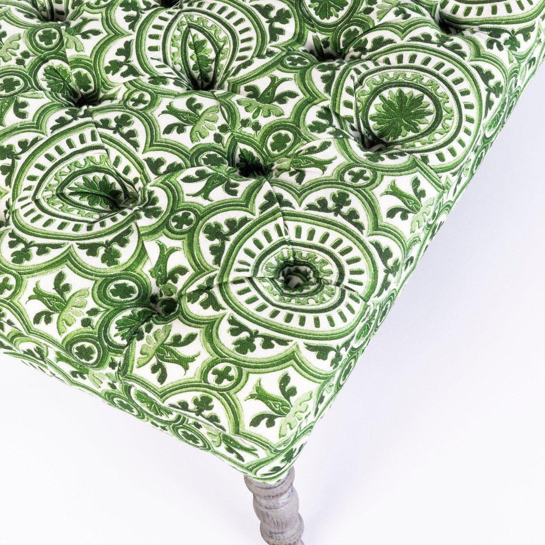 Edward Ottoman Tufted Bench - The Manor Linen – Lime Lace