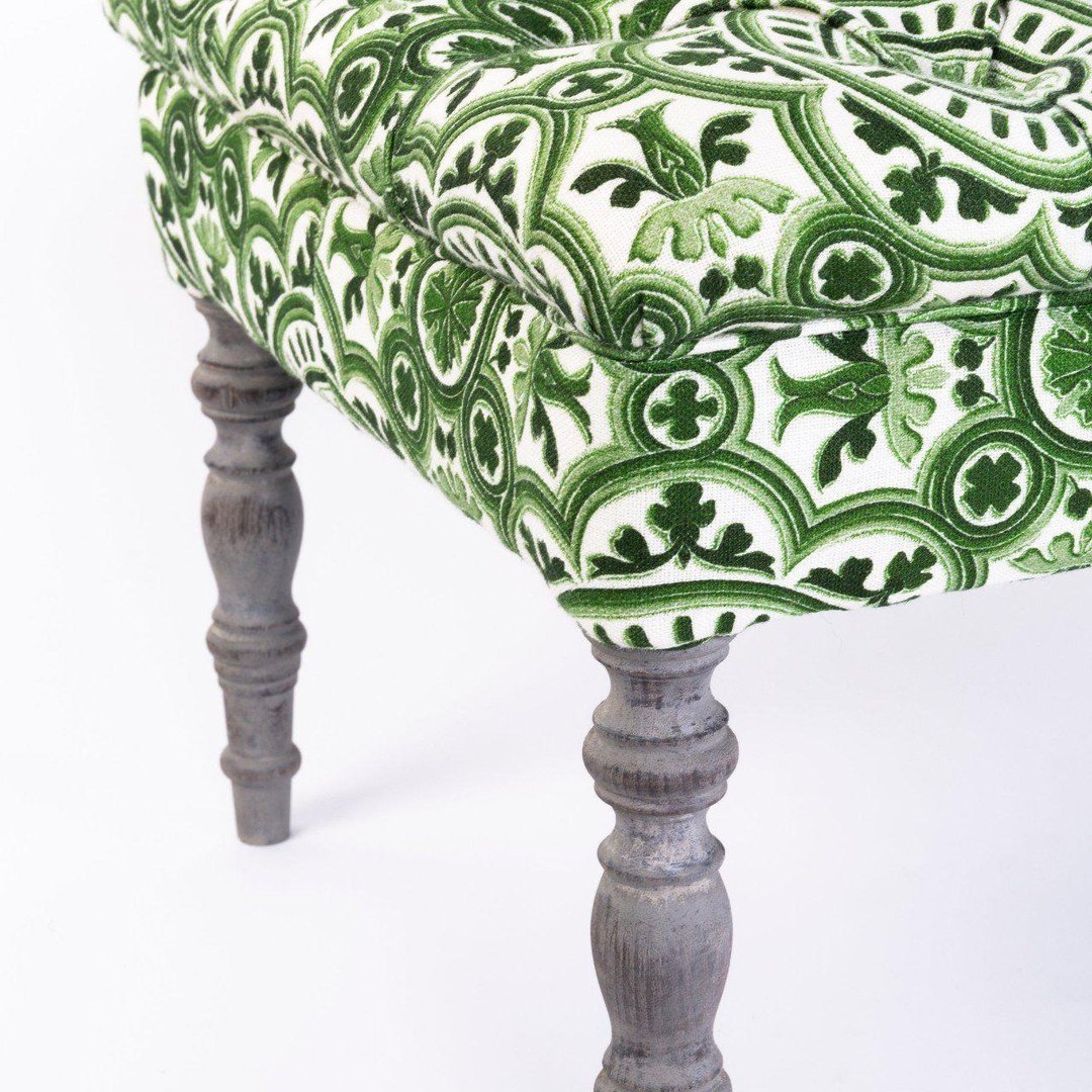Edward Ottoman Tufted Bench - The Manor Linen – Lime Lace